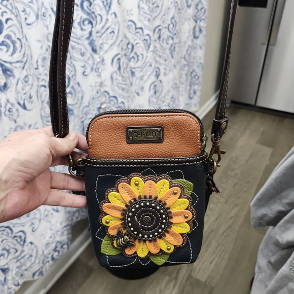 Chala | Bags | Chala Sunflower Crossbody Bag Tan And Black | Poshmark